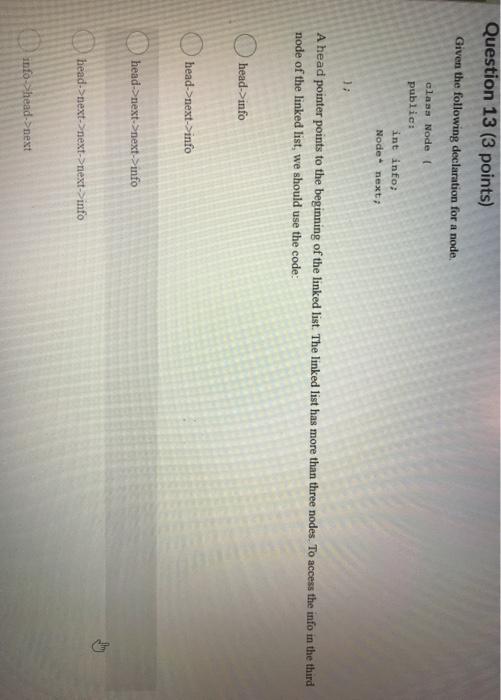 Solved Question 11 3 Points Given The Following 5881