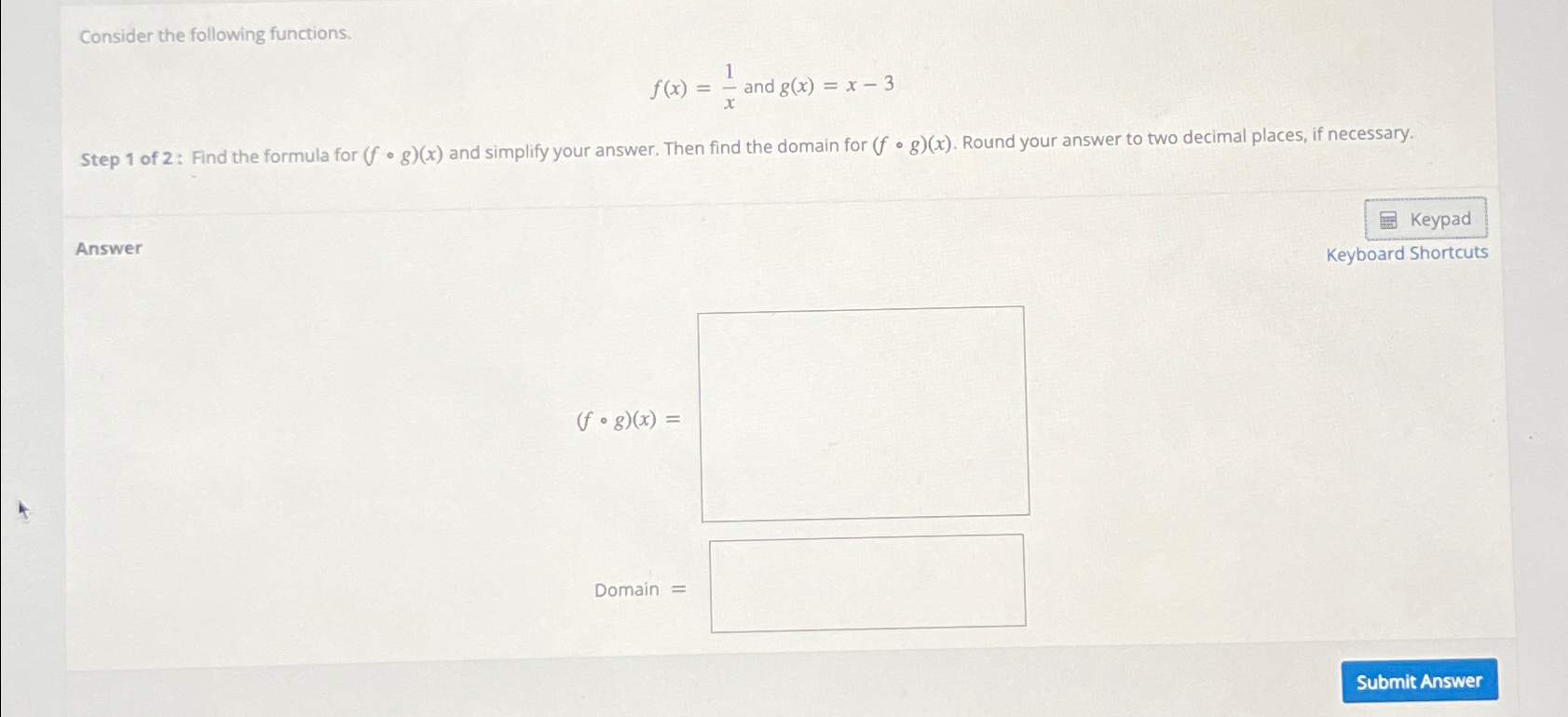 Solved Consider the following functions.f(x)=1x ﻿and | Chegg.com