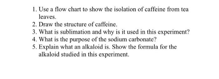 Solved 1. Use a flow chart to show the isolation of caffeine | Chegg.com