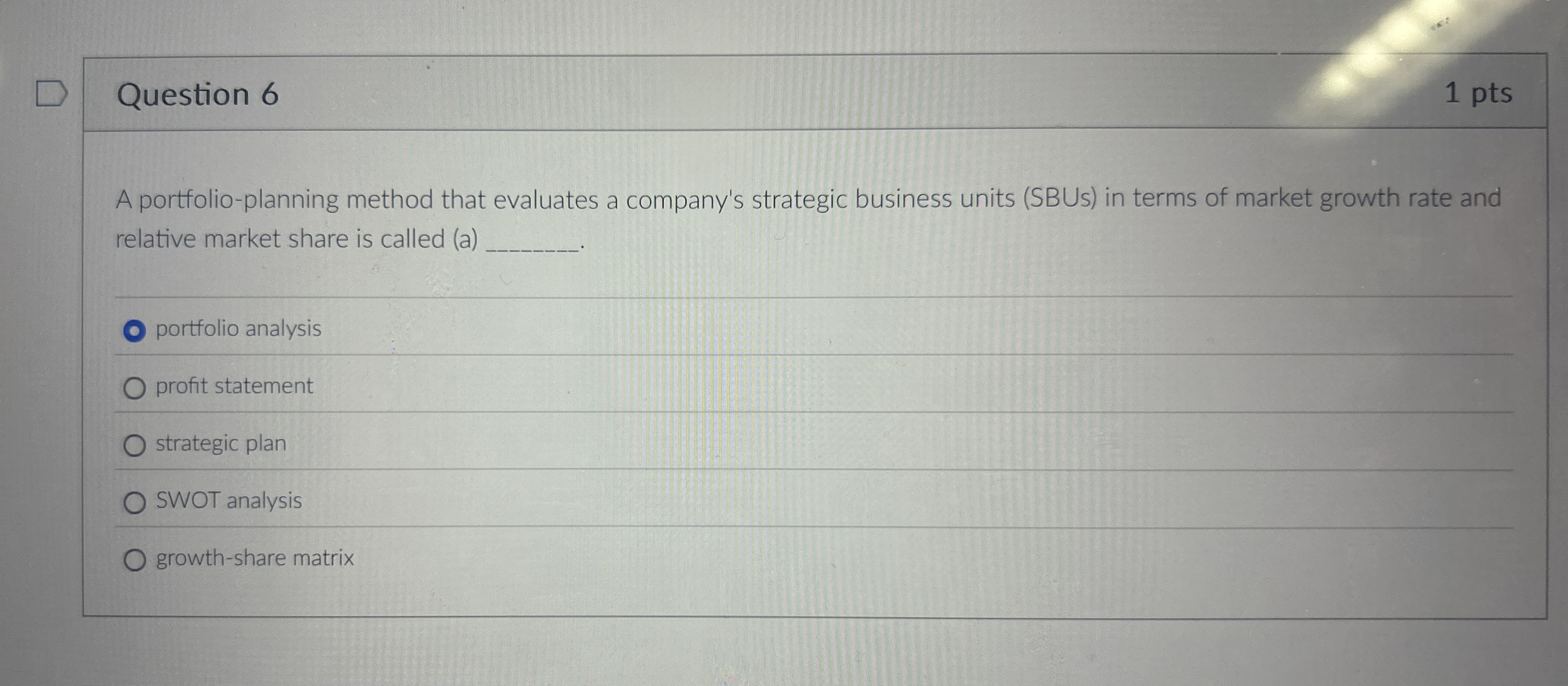 Solved Question 61 ﻿ptsA portfolio-planning method that | Chegg.com