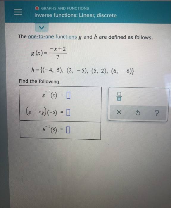 Solved O Graphs And Functions Inverse Functions Linear 6840