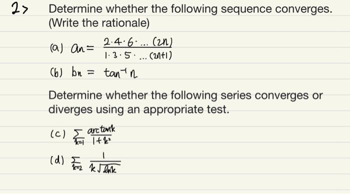 Solved Determine whether the following sequence converges. | Chegg.com