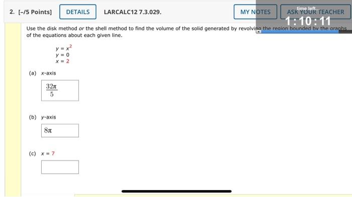 Solved Use the disk method or the shell method to find the | Chegg.com