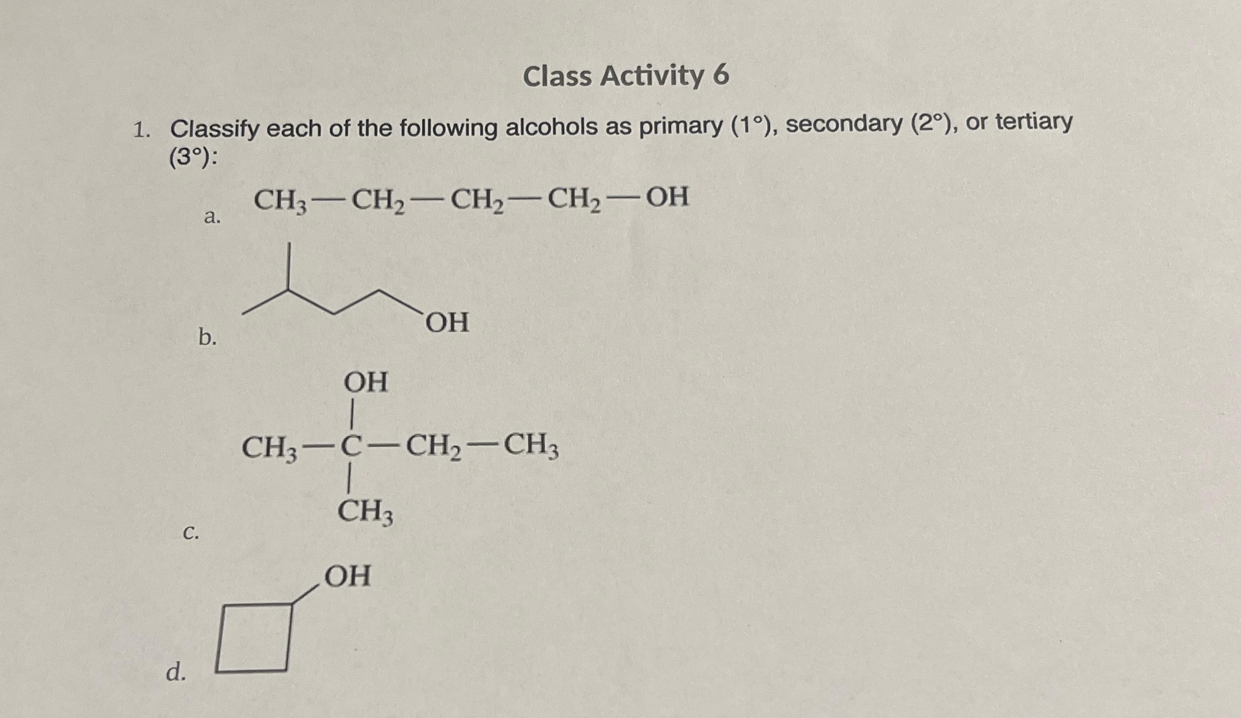 Solved Class Activity 6Classify each of the following | Chegg.com