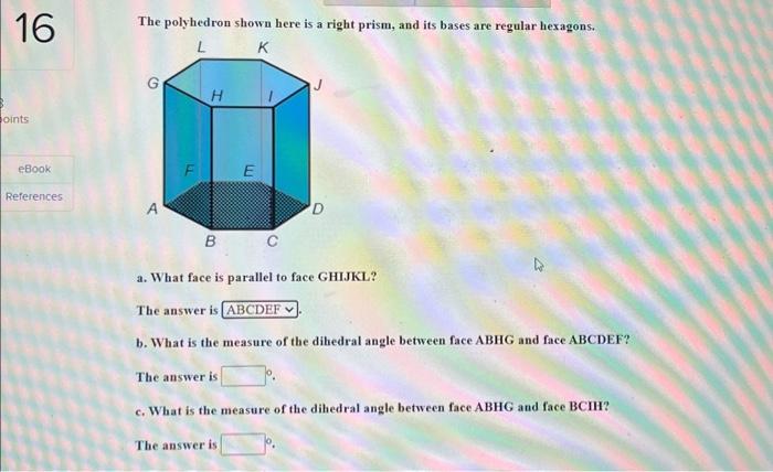 Solved The polyhedron shown here is a right prism, and its | Chegg.com