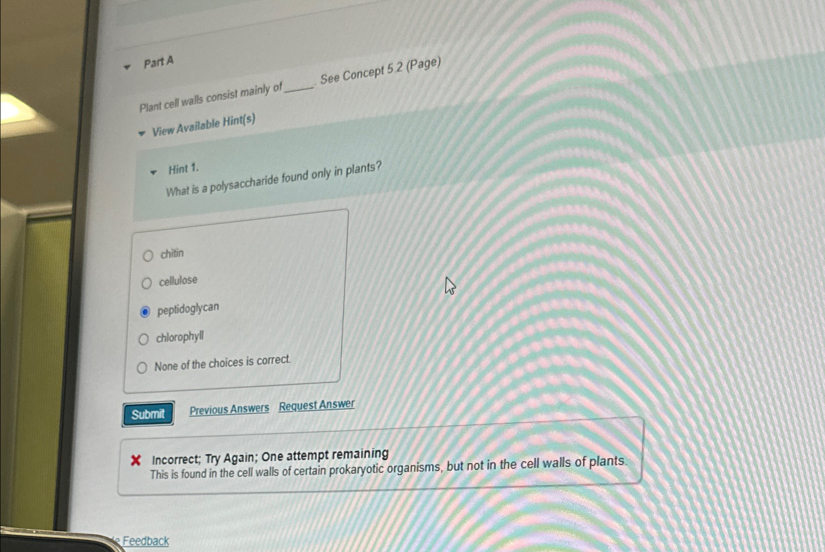 Solved part APlant cell walls consist mainly of See Concept | Chegg.com
