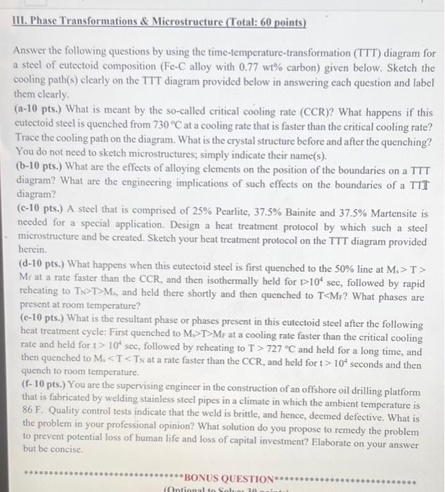Solved III. Phase Transformations \& Microstructure (Total: | Chegg.com