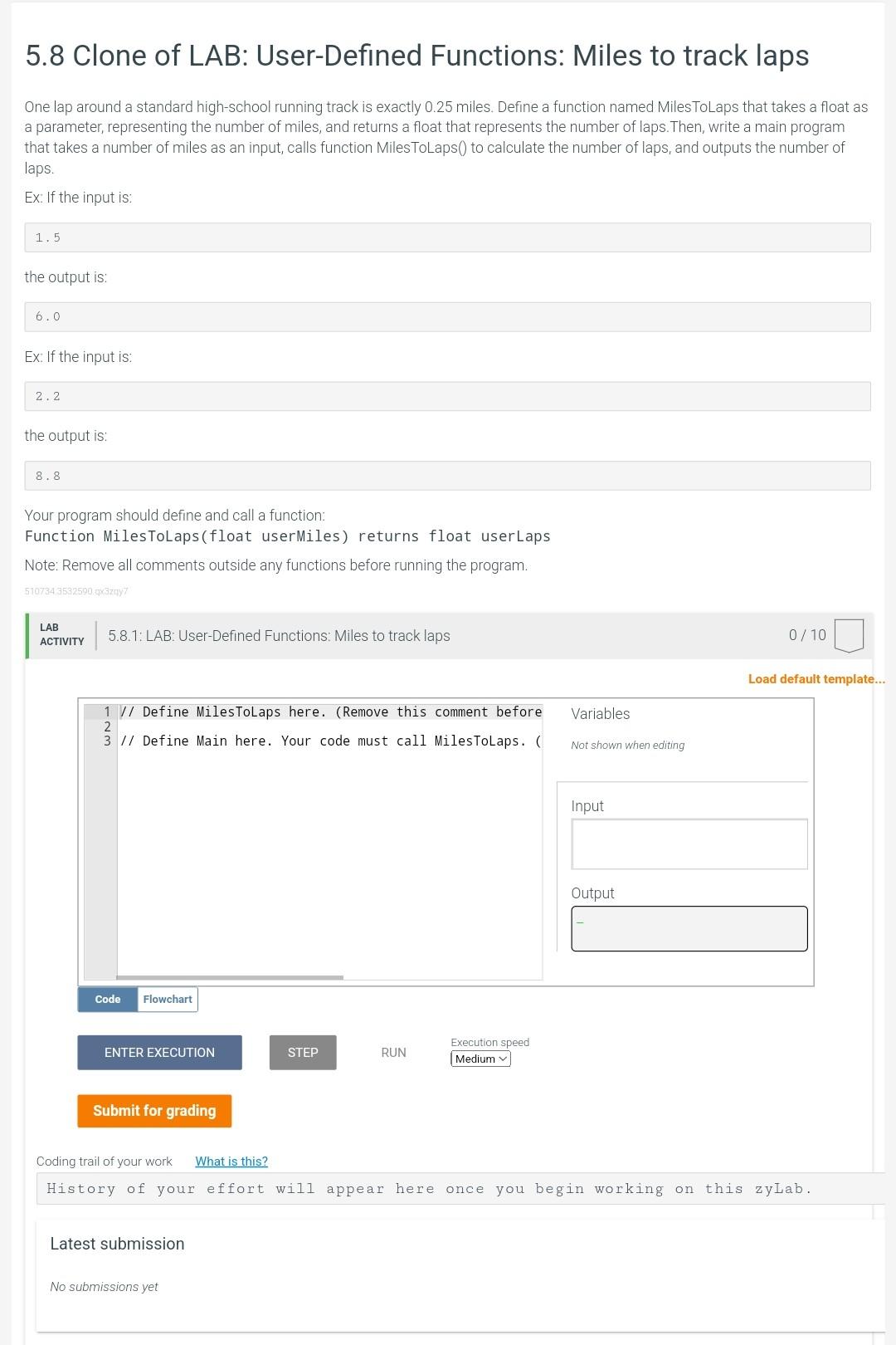 Solved 5 8 Clone Of Lab User Defined Functions Miles To