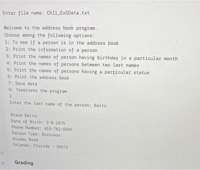 Solved Using classes, design an online address book to keep | Chegg.com