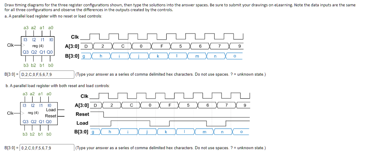 Solved Draw timing diagrams for the three register | Chegg.com