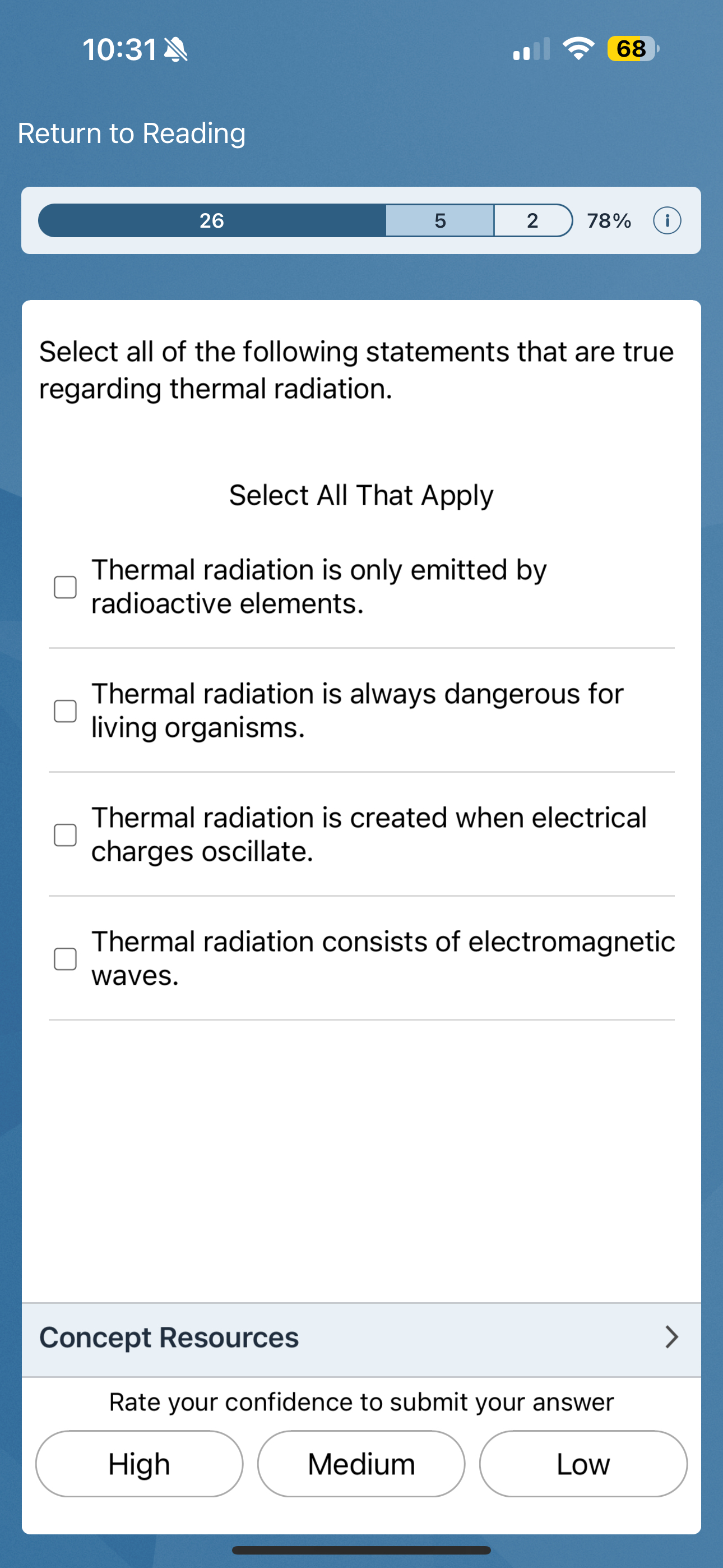 Solved 10:3168Return to Reading265278%(i)Select all of the | Chegg.com