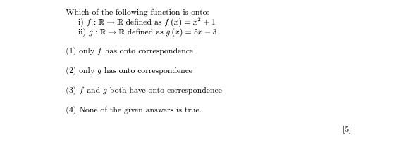 Solved Which of the following function is onto: i) \\( f: | Chegg.com