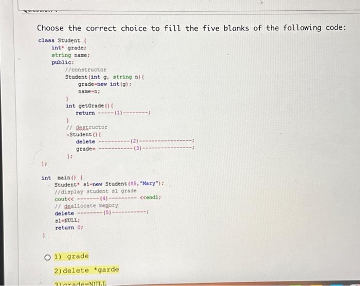 Solved Choose the correct choice to fill the five blanks of | Chegg.com