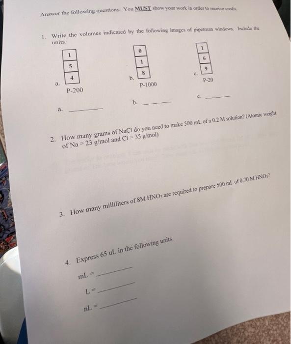 Solved Answer the following questions, You MUST show your | Chegg.com