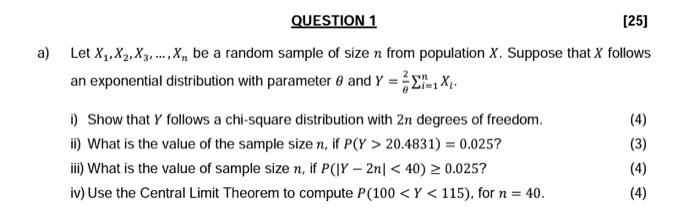 Solved a) Let X1,X2,X3,…,Xn be a random sample of size n | Chegg.com