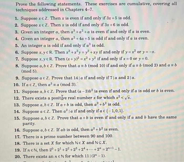 Solved Prove the following statements. These exercises are | Chegg.com