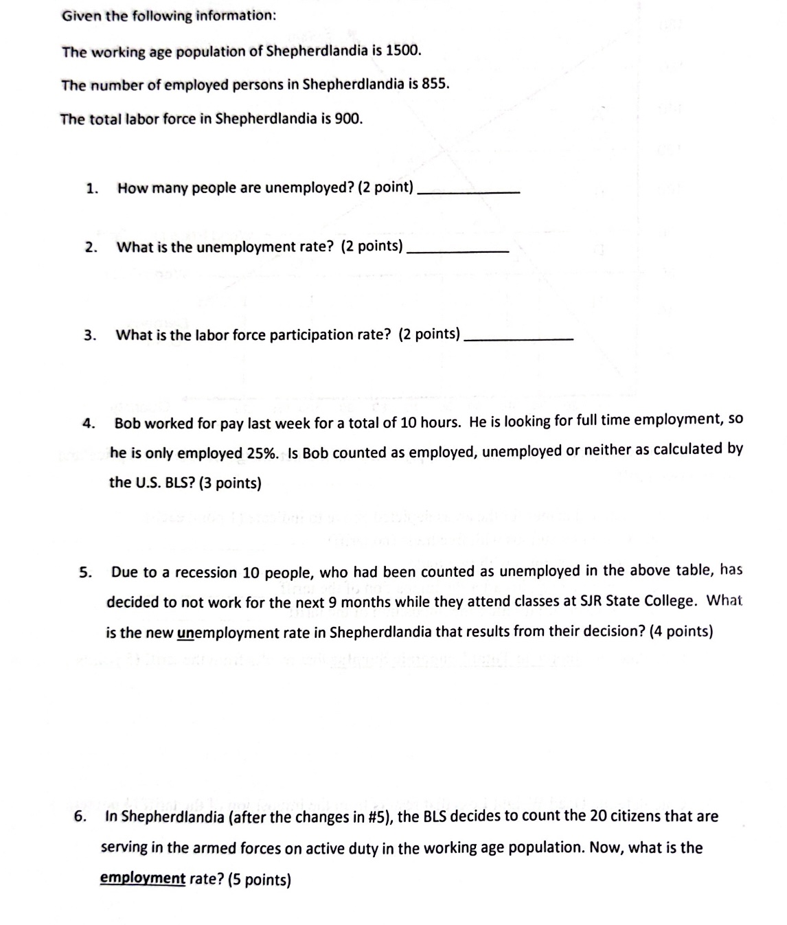 Solved Given the following information:The working age | Chegg.com