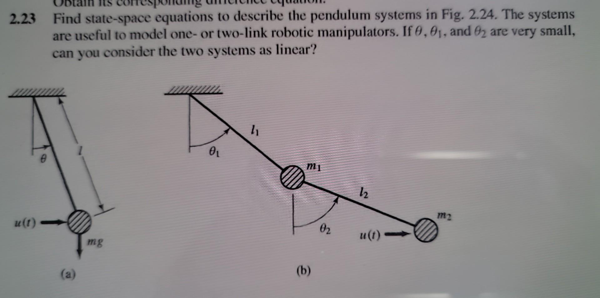 Solved 2 23 Find State Space Equations To Describe The