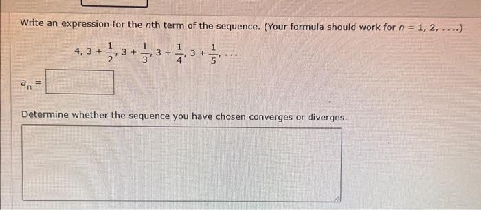Solved Write an expression for the nth term of the sequence. | Chegg.com
