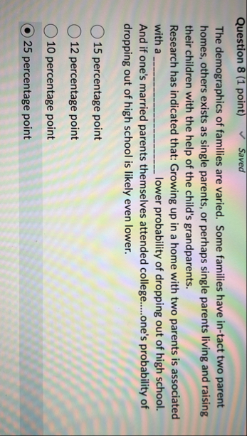 Solved Question 8 (1 ﻿point) ﻿SavedThe demographics of | Chegg.com