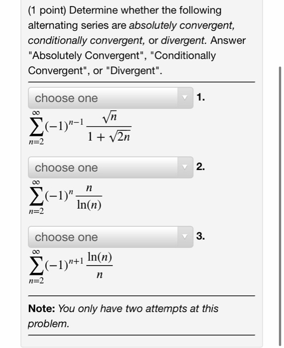 Solved (1 point) Determine whether the following alternating | Chegg.com