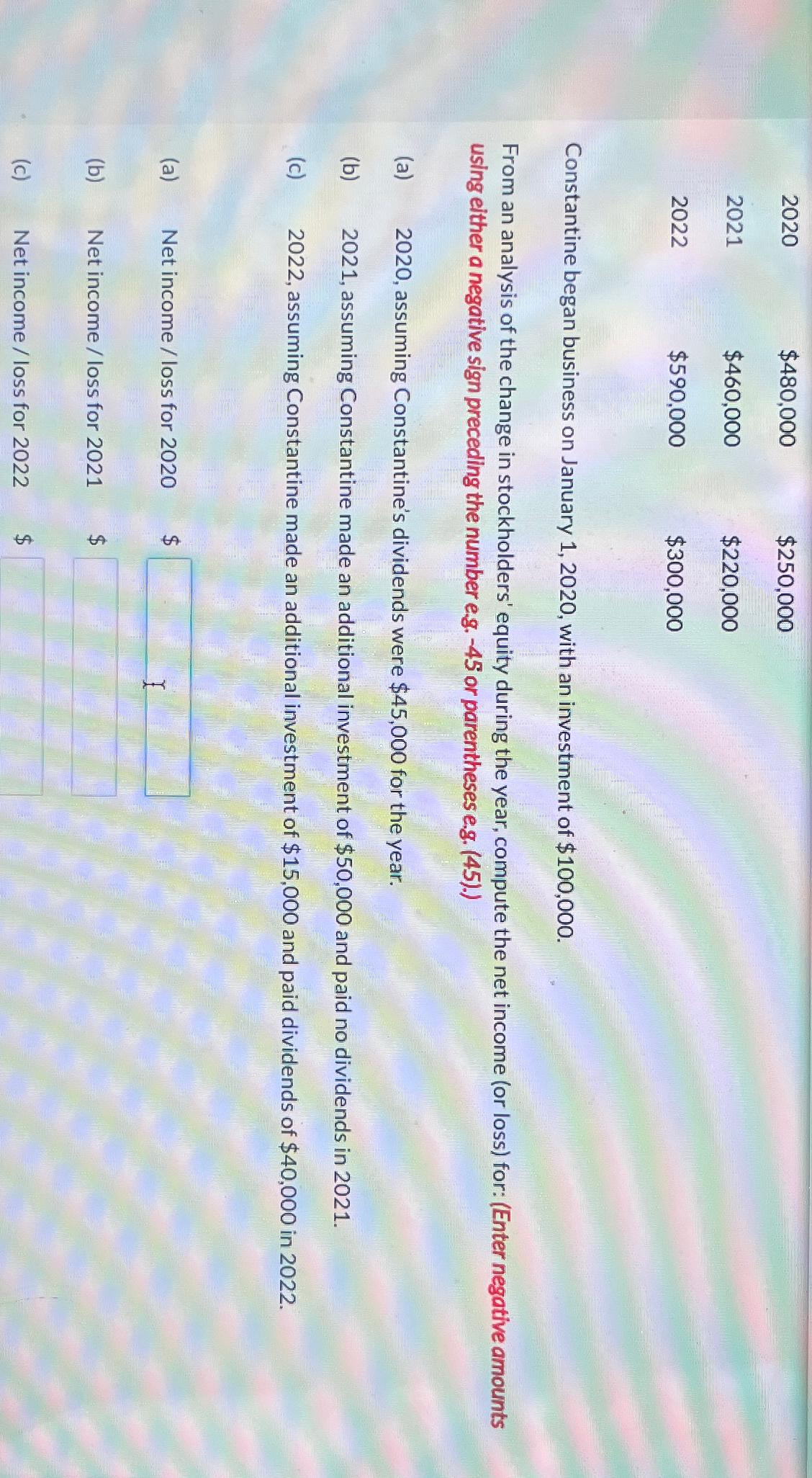 Solved \table[[2020,$480,000,$250,000 | Chegg.com