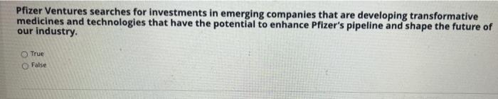 Solved Pfizer Ventures searches for investments in emerging | Chegg.com