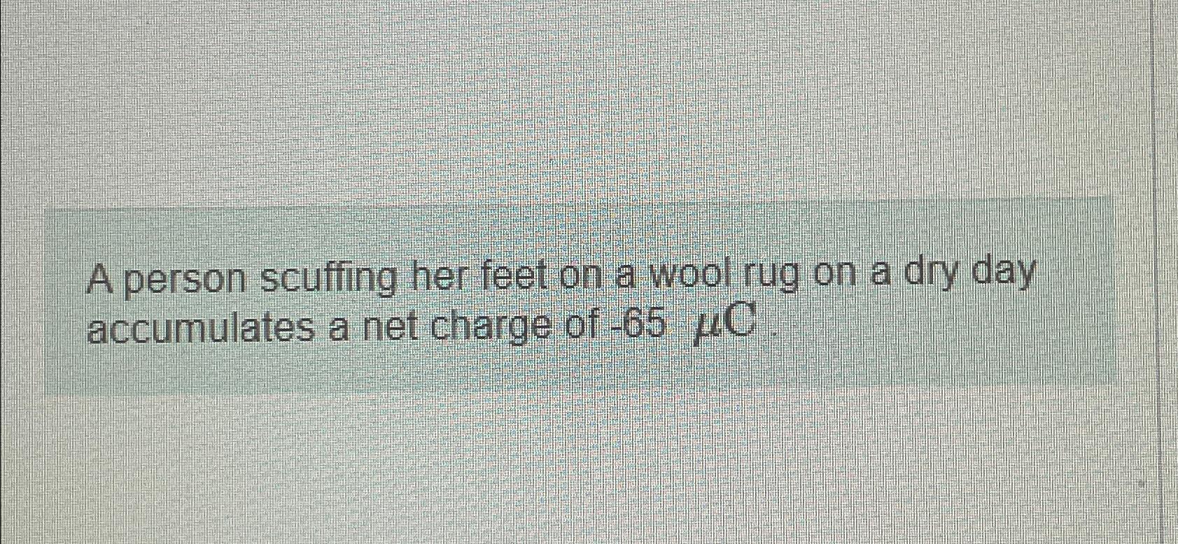 Solved A person scuffing her feet on a wool rug on a dry day | Chegg.com