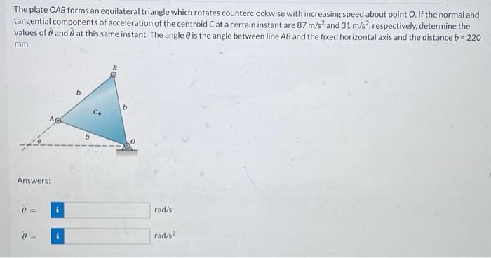 Solved The plate OAB forms an equilateral triangle which | Chegg.com