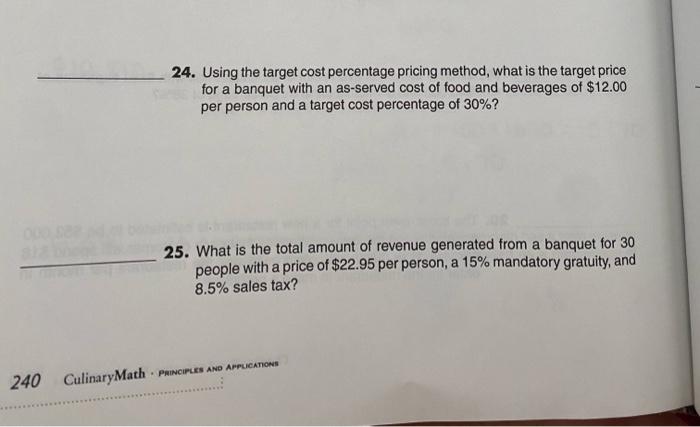 Solved 24. Using the target cost percentage pricing method, | Chegg.com