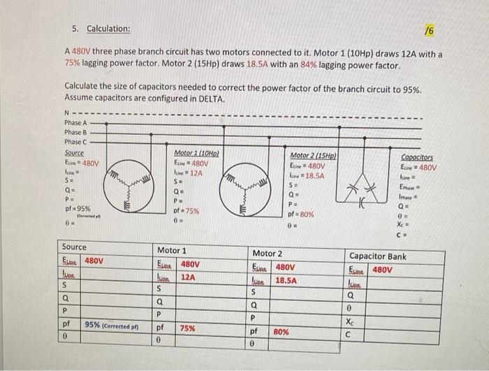 Solved 5. Calculation: 76 A 480V three phase branch circuit | Chegg.com