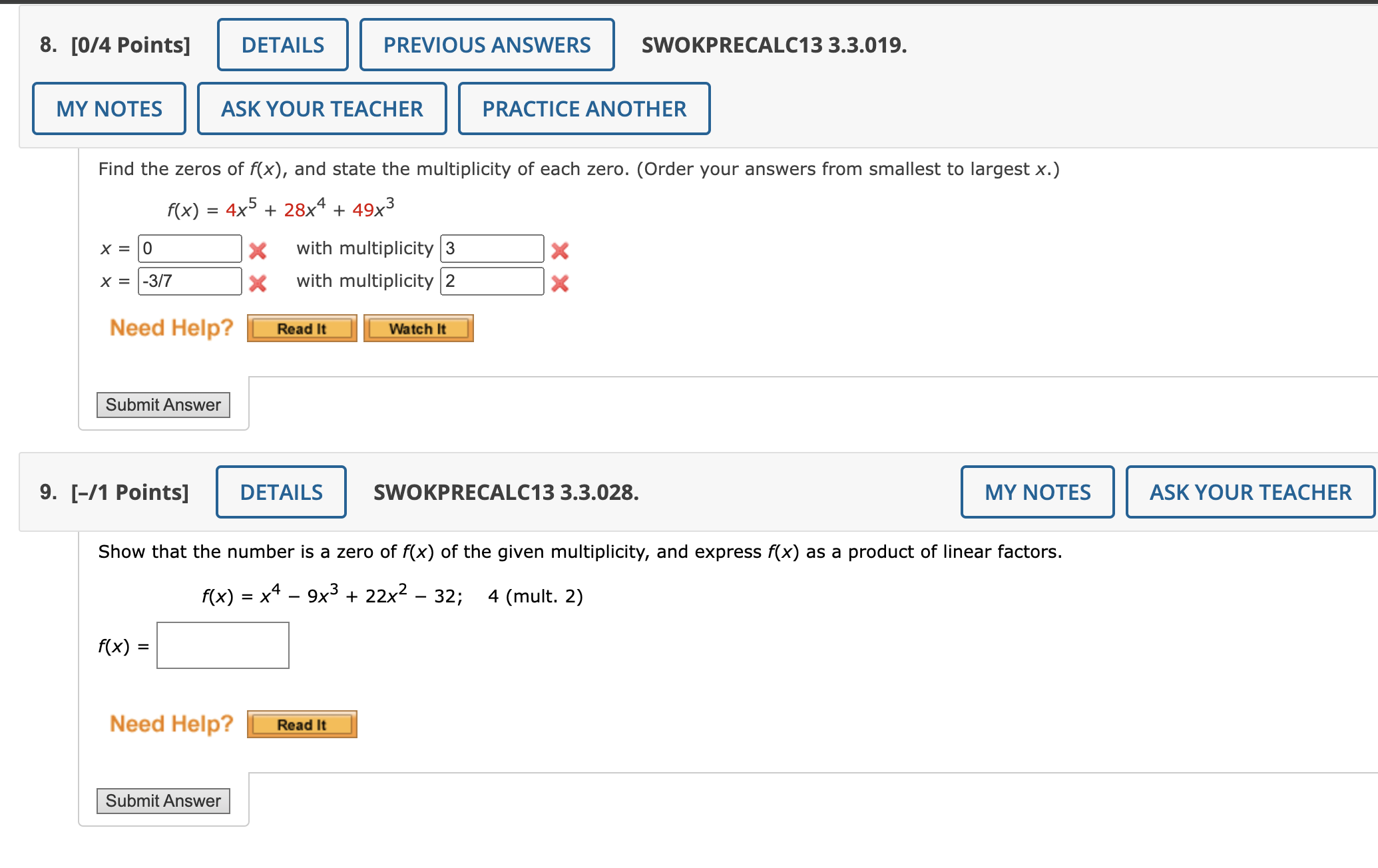 Solved 1. ﻿Find the zeros of f(x), ﻿and state the | Chegg.com