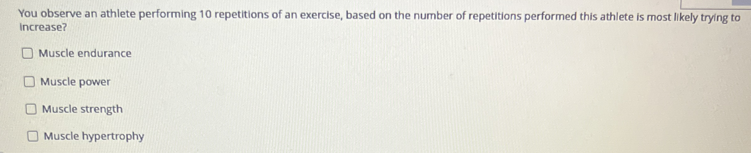 Solved You observe an athlete performing 10 ﻿repetitions of | Chegg.com