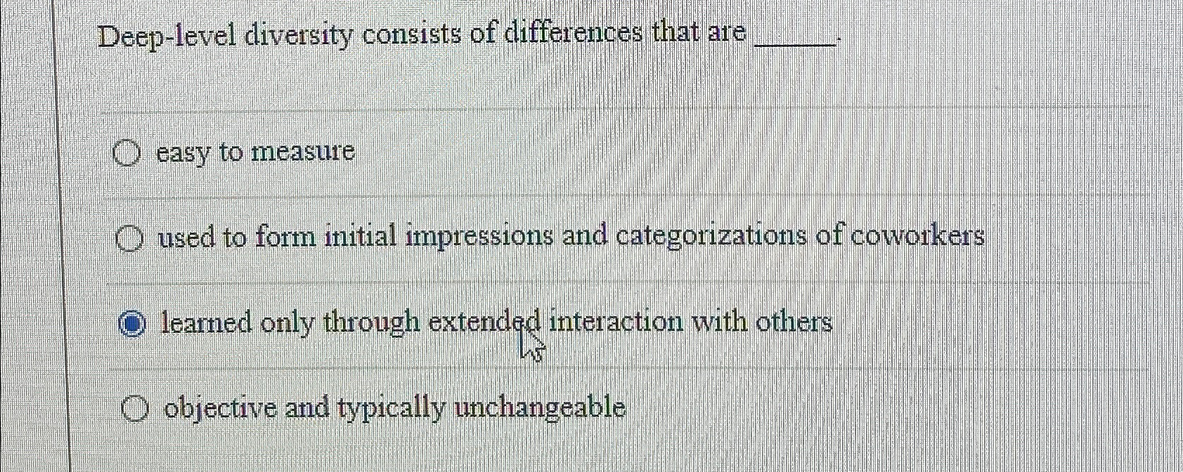 Solved Deep-level diversity consists of differences that | Chegg.com