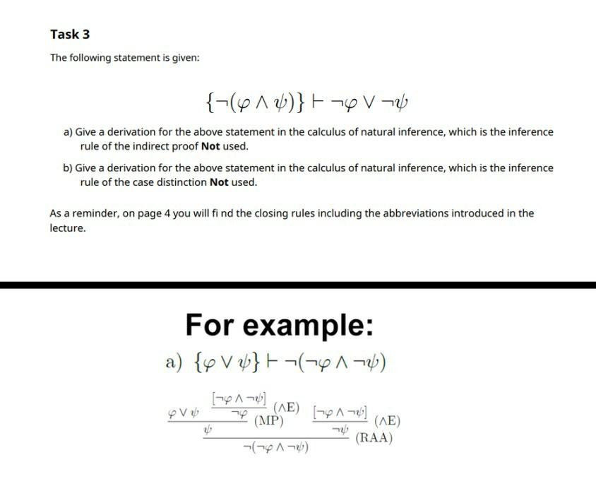 Solved Task 3 The following statement is given: {-(410)} +6 | Chegg.com