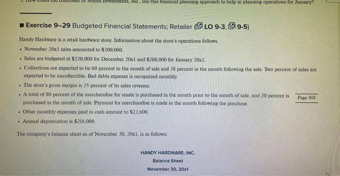 Solved Exercise 9-29 Budgeted Financial Statements; Retailer | Chegg.com