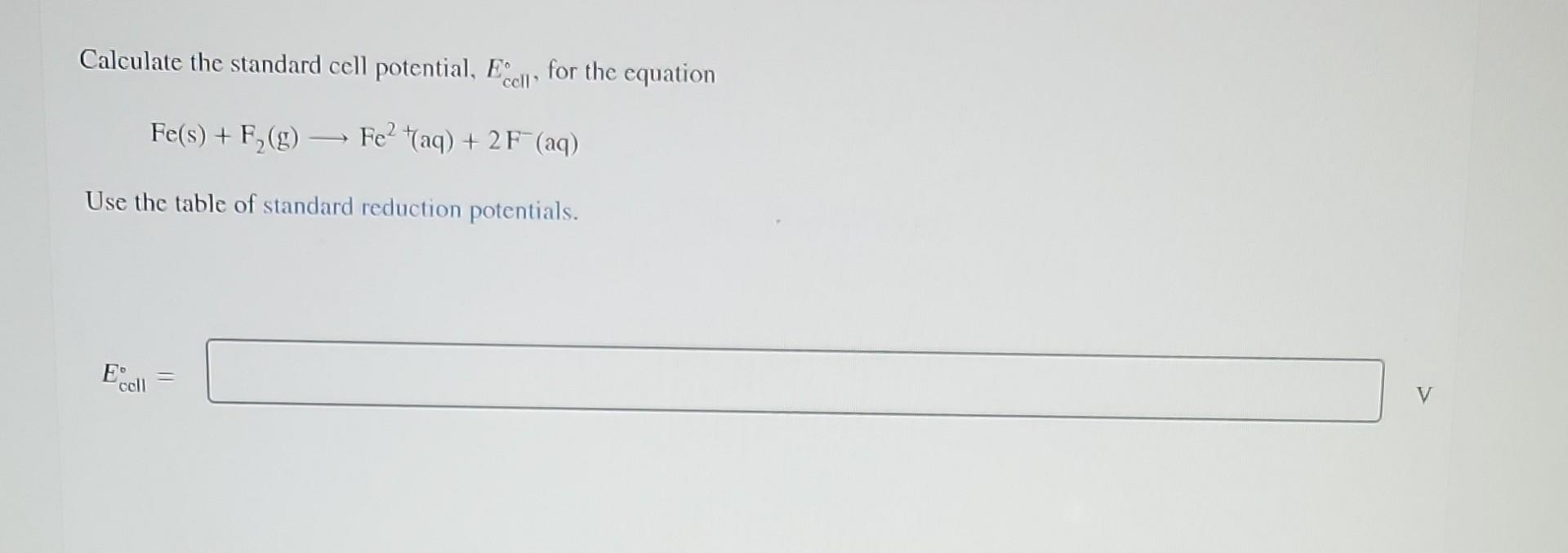 Solved Calculate The Standard Cell Potential Ecell ∘ For