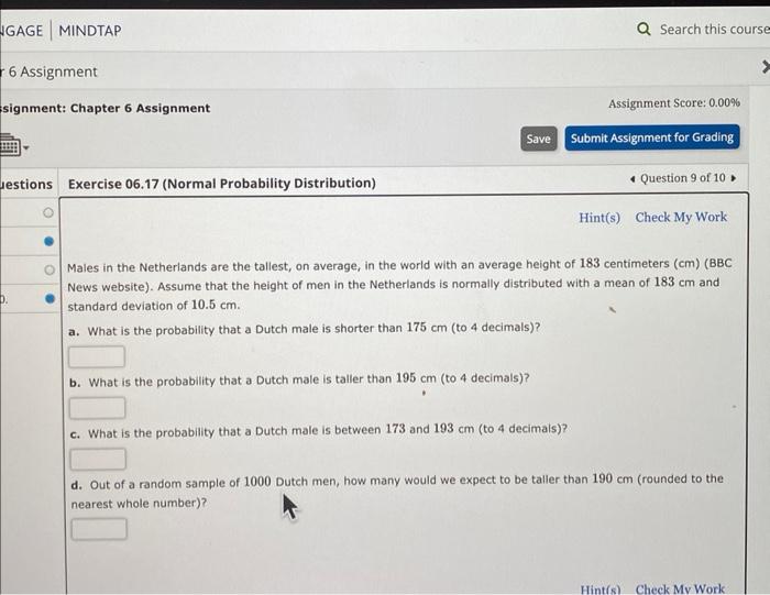 Solved signment: Chapter 6 Assignment Hint(s) Check My Work | Chegg.com