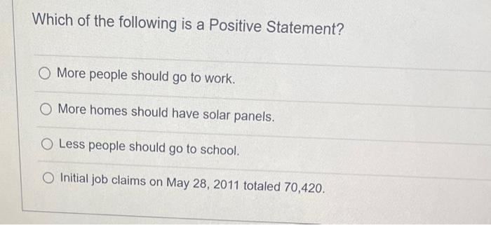 Solved Which of the following is a Positive Statement? More | Chegg.com