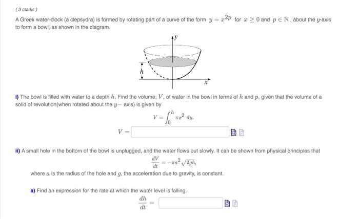 Solved to form a bowl, as shown in the diagram. i) The bowl | Chegg.com