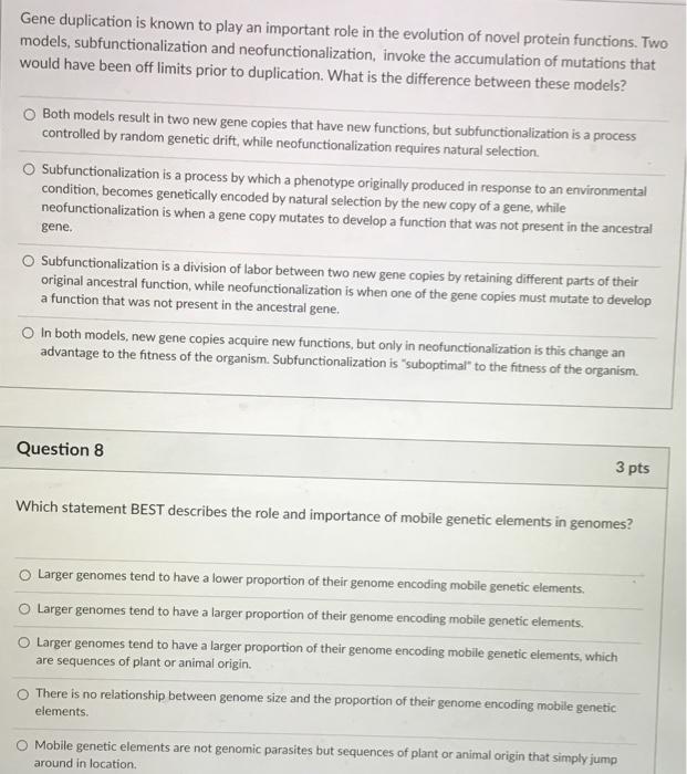 Solved Gene duplication is known to play an important role | Chegg.com