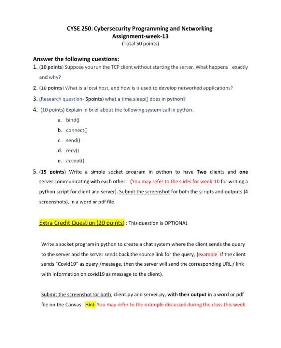 Solved CYSE 250: Cybersecurity Programming and Networking | Chegg.com