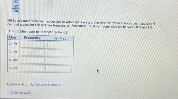 Solved A Frequency Distribution Table using data This list | Chegg.com