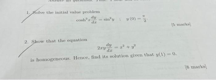 Solved 1. bolve the initial value problem | Chegg.com