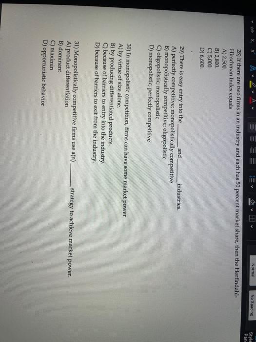 Solved XX A A Normal No Spacing Style Pani 28 If There Are Chegg