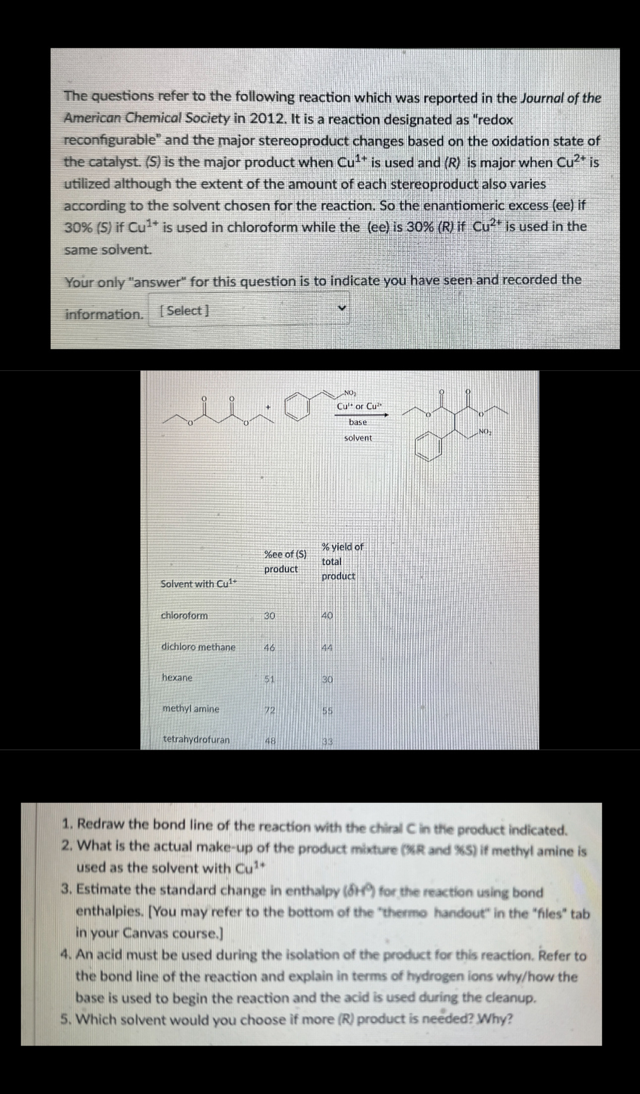 Solved The questions refer to the following reaction which | Chegg.com