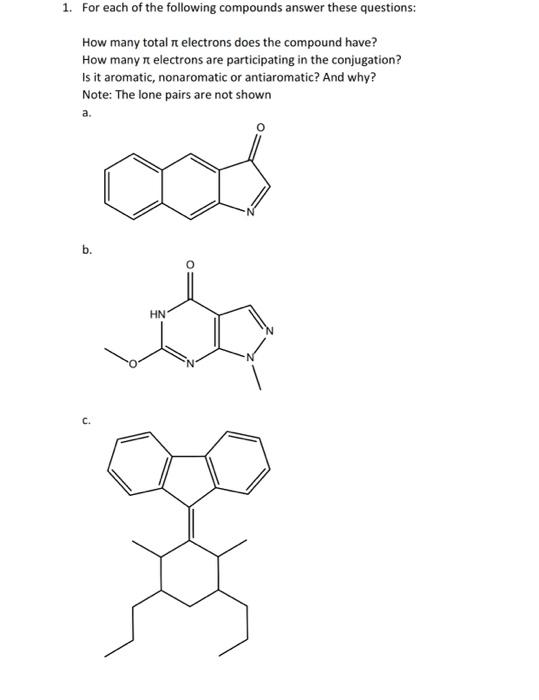 Solved 1. For each of the following compounds answer these | Chegg.com
