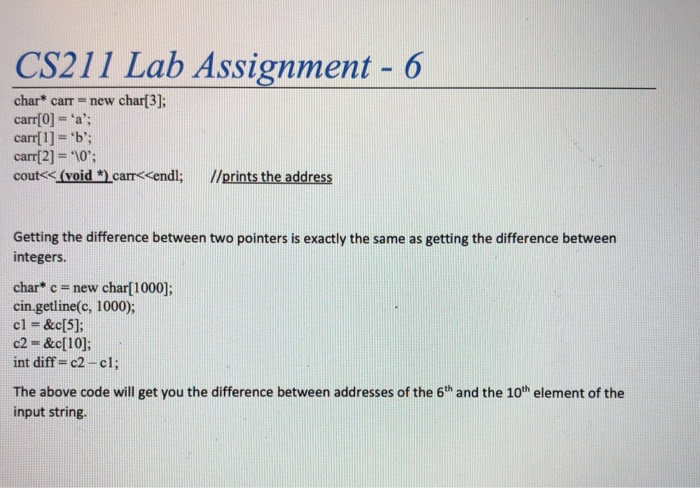 Solved CS211 Lab Assignment - 6 Write a CH program that | Chegg.com