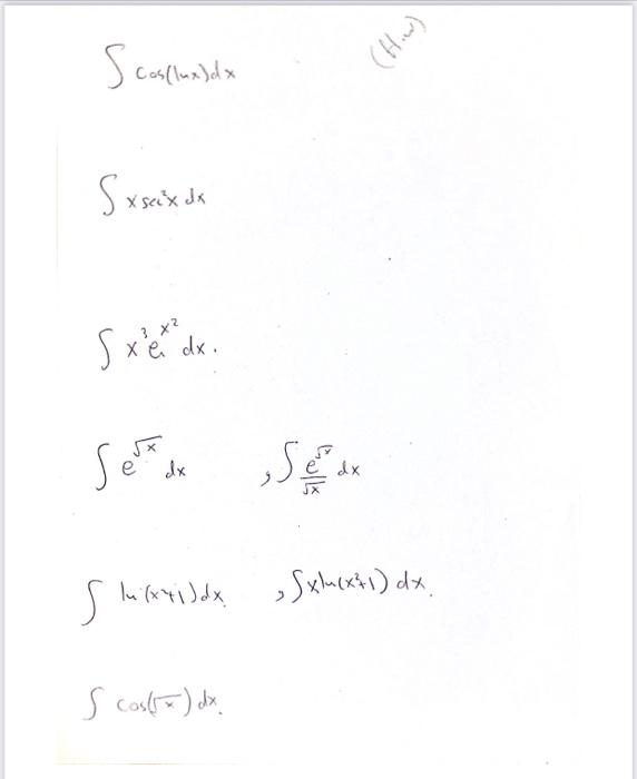 Solved calculus Scos(lux)dx Sxsec³x dx Sx'ex dx. 3 Seux dx 5 | Chegg.com