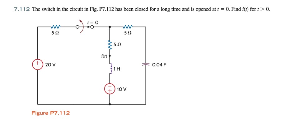 Solved 7.112 ﻿The switch in the circuit in Fig. P7.112 ﻿has | Chegg.com